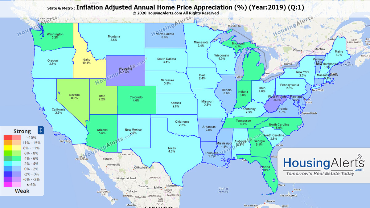 Inflation Adjusted Annual Home Price Appreciation (%) (Prior Year ...